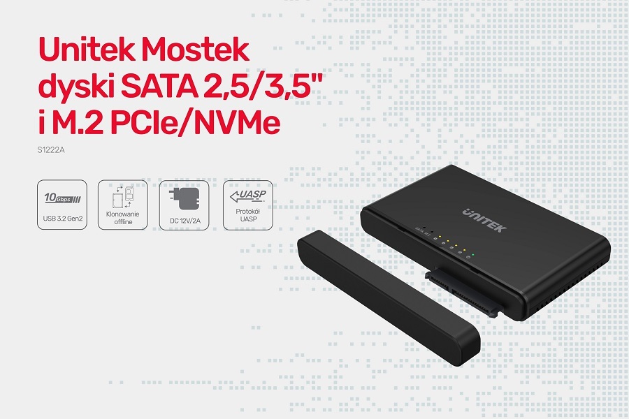 ADAPTER KLONUJĄCY DYSKI UNITEK S1222A DYSKI SATA i M.2 UNITEK - Mogado ...